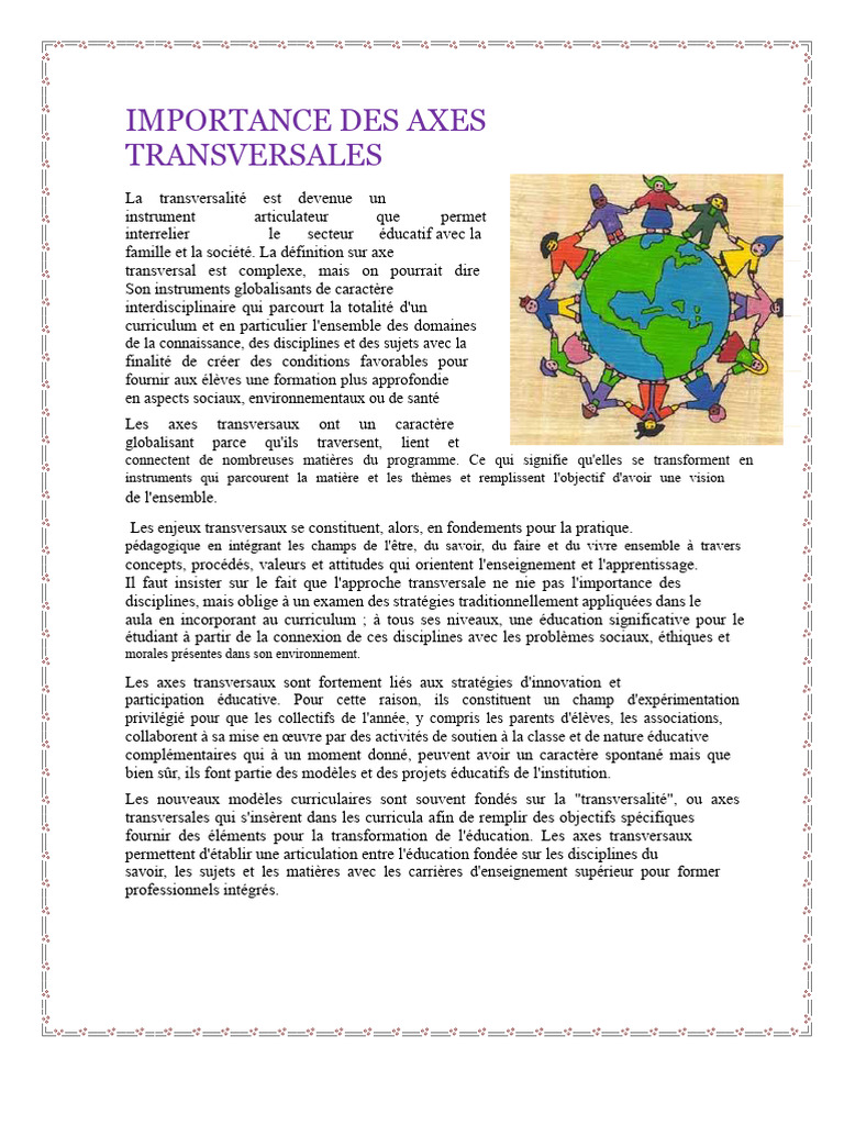 Importance des axes transversaux en éducation | PDF | Enseignement ...