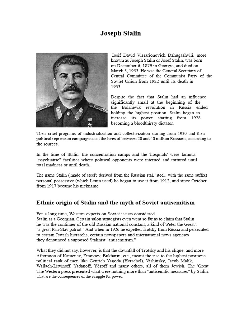 Joseph Stalin: Rise and Ethnic Origins | PDF | Joseph Stalin | Soviet Union