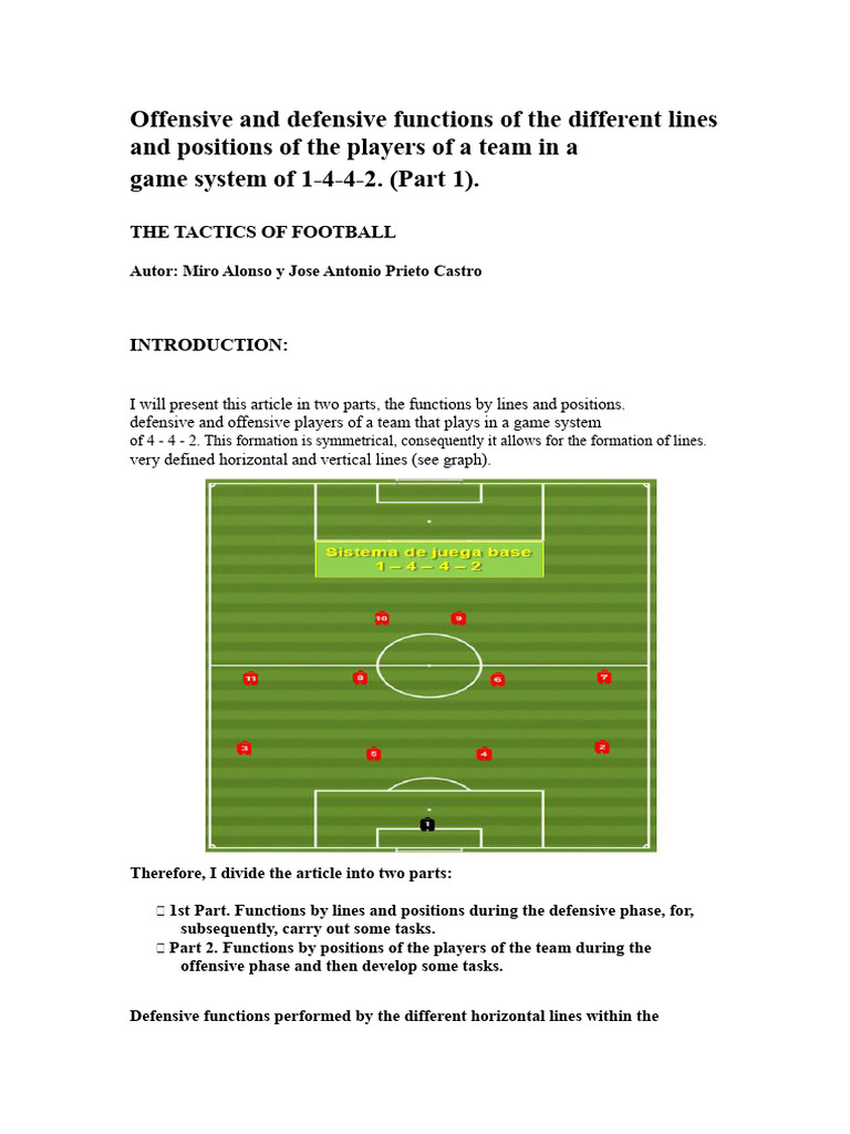 4-4-2 Formation: Player Roles Explained | PDF | Defender (Association ...