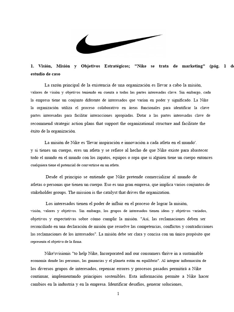 Misión y Estrategias de Nike: Análisis SEO | PDF | Nike | Outsourcing