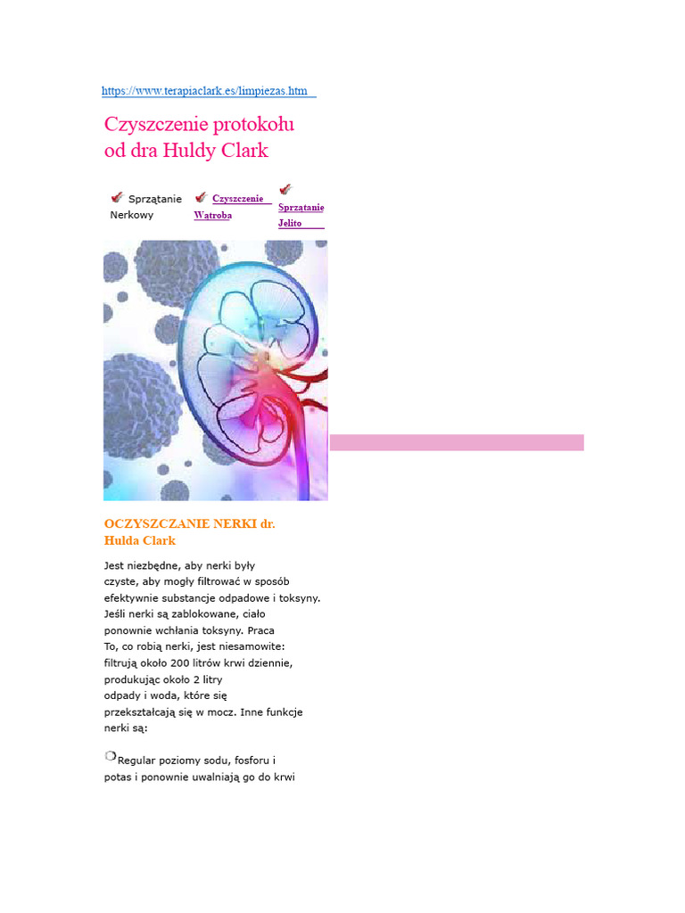 Czyszczenia Protokółu DR Huldy Clark | PDF