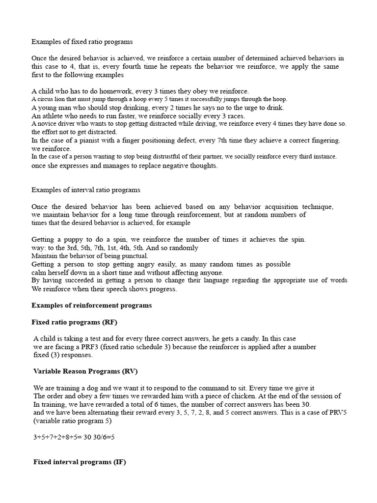 Examples Strengthening Programs | PDF | Reinforcement | Psychological ...