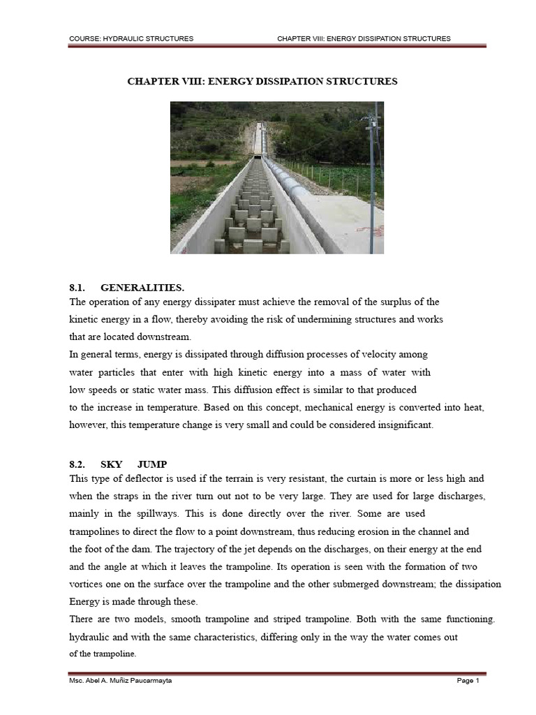 ENERGY DISSIPATION STRUCTURES | PDF | Spillway | Continuum Mechanics
