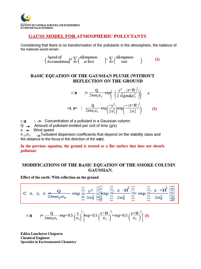 Gaussian Model for Atmospheric Pollutants | PDF | Physical Phenomena ...