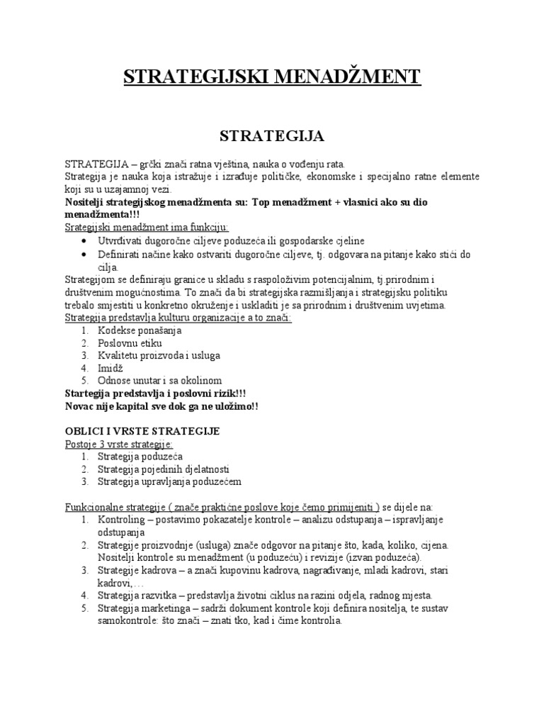 Strategijski Menadzment Skripta Pdf