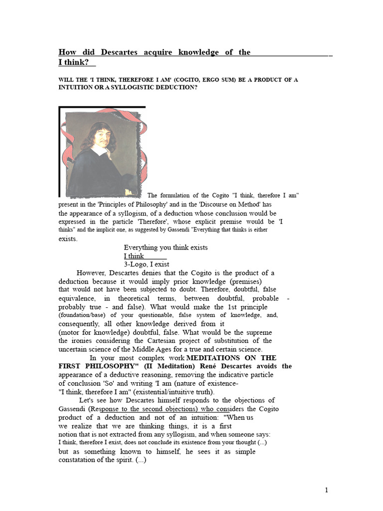 Critique of The Cogito and Descartes' Response | PDF | Deductive ...