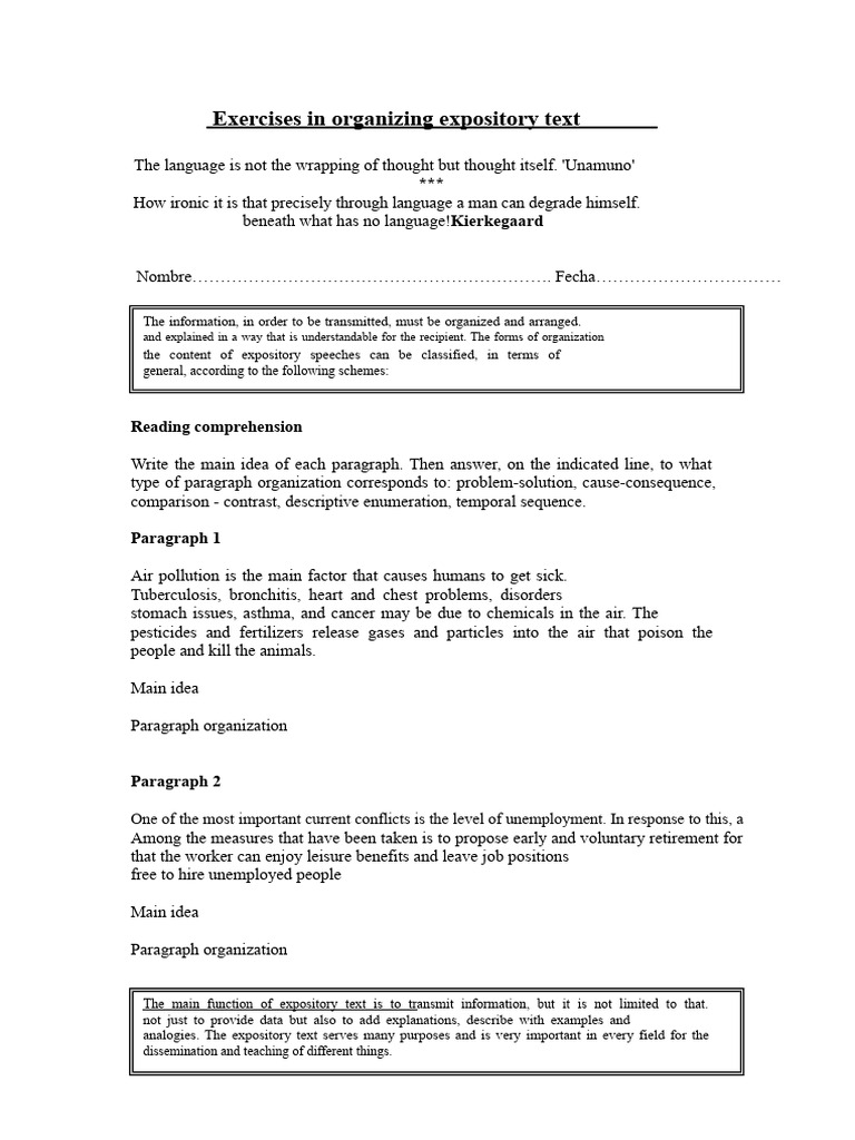 Exercises On Organizing Expository Text | PDF | Dna | Biochemistry