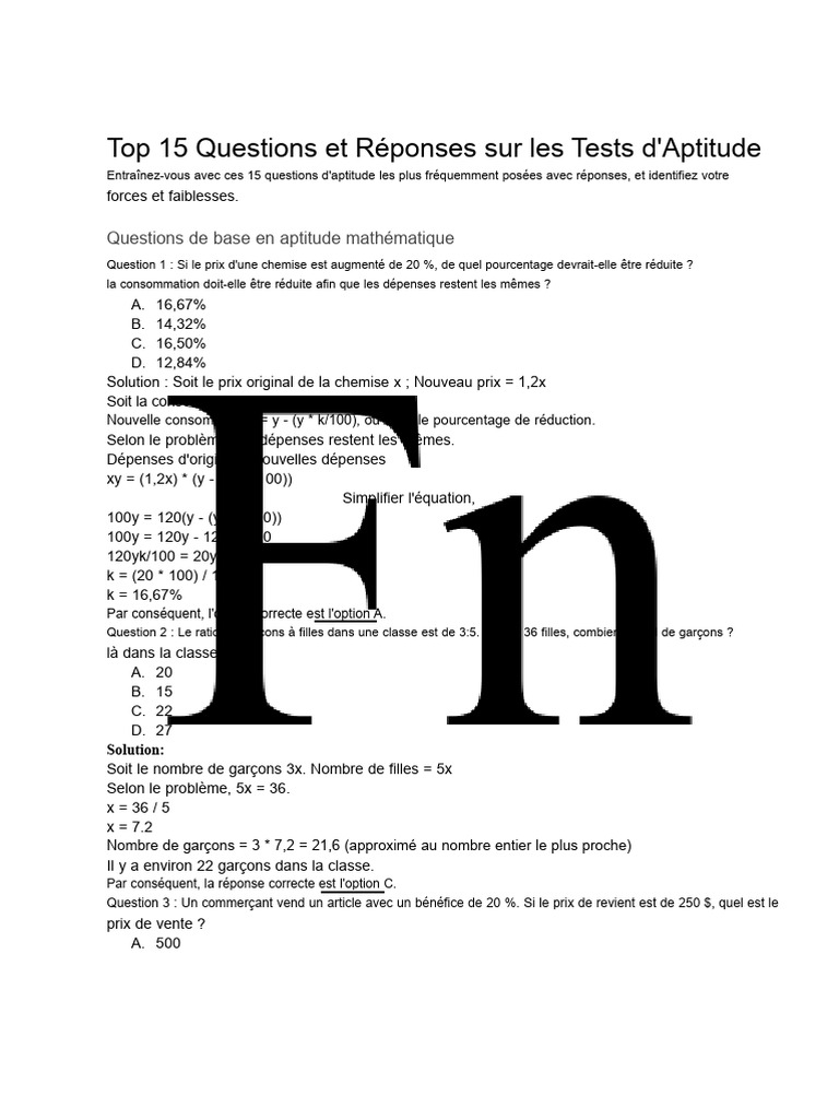 Questions Et Réponses de L'aptitude PDF | PDF | Chats | Chiens
