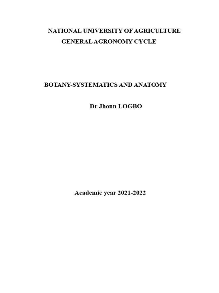 Botany Course Overview for Agronomy Students | PDF | Tissue (Biology ...