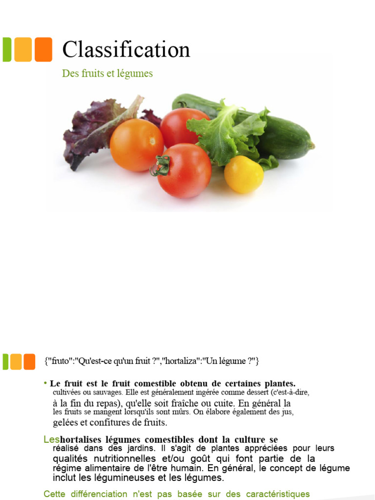 Classification des Fruits et Légumes | PDF | Fruit | Légumes
