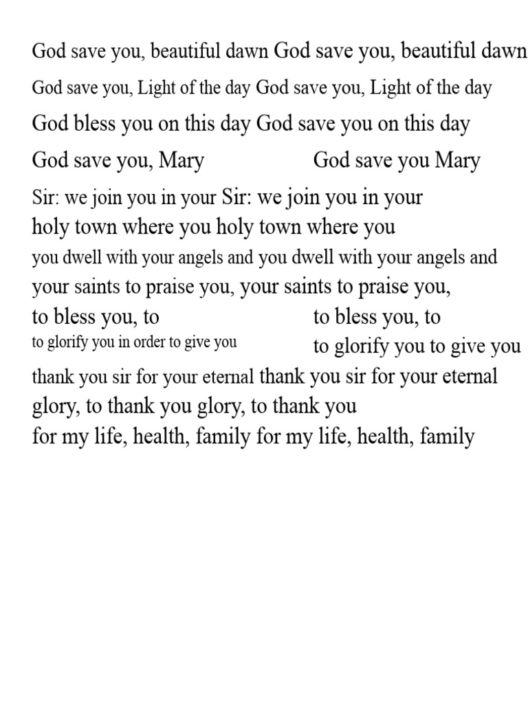 God Save You, Beautiful Dawn. | PDF