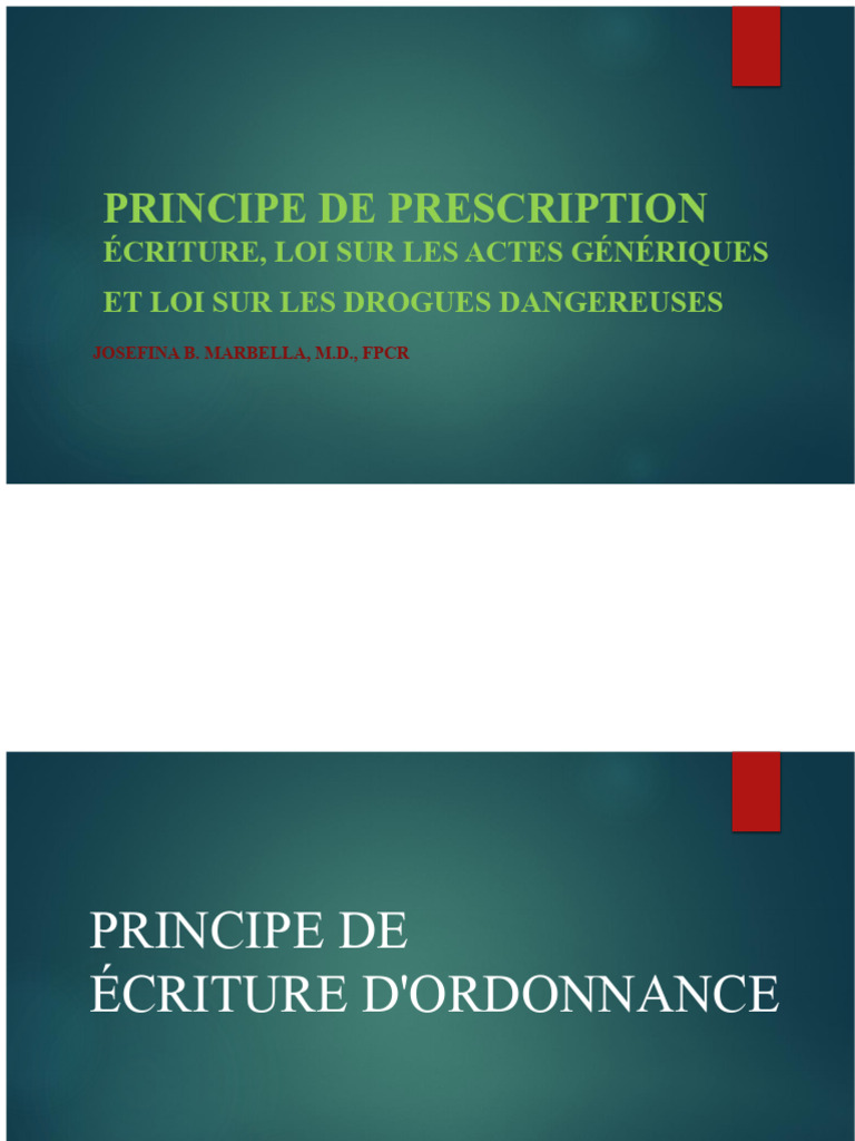 Principes de Rédaction d'Ordonnances Médicales | PDF | Ordonnance ...