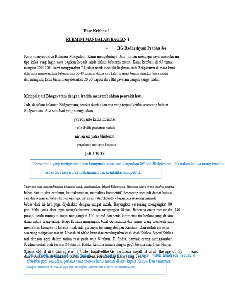 Rukmini Mangalam Bagian 1 | PDF