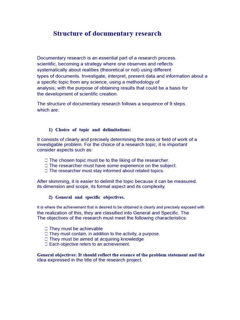 Structure of Documentary Research | PDF | Information | Methodology