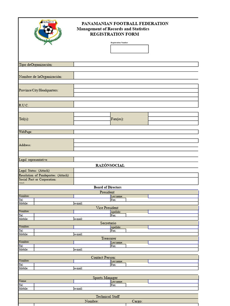 F.A. TEAM REGISTRATION FORM | PDF