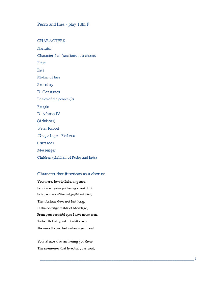 Script of The Theater of Inês de Castro | PDF