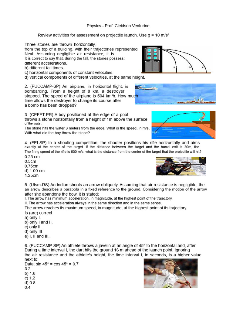 Projectile Motion Assessment Activities | PDF | Mechanics | Motion ...