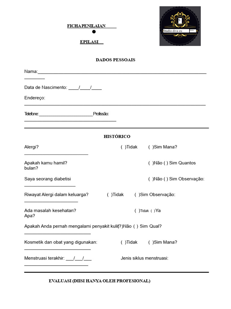 Formulir Penilaian Epilasi Kulit | PDF