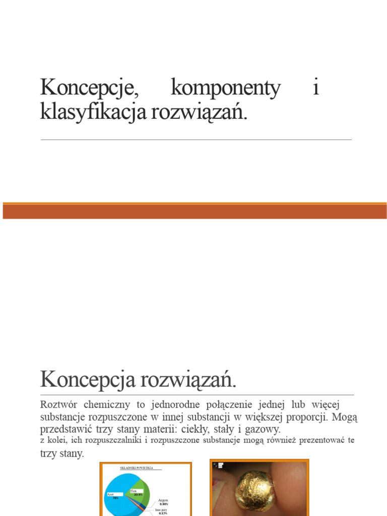 Koncepcje, Komponenty I Klasyfikacja Roztworów | PDF