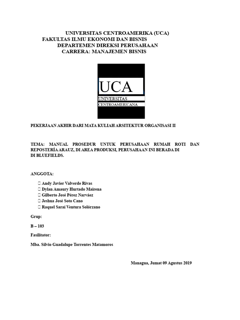 Manual Prosedur Toko Roti Arauz Bluefields | PDF