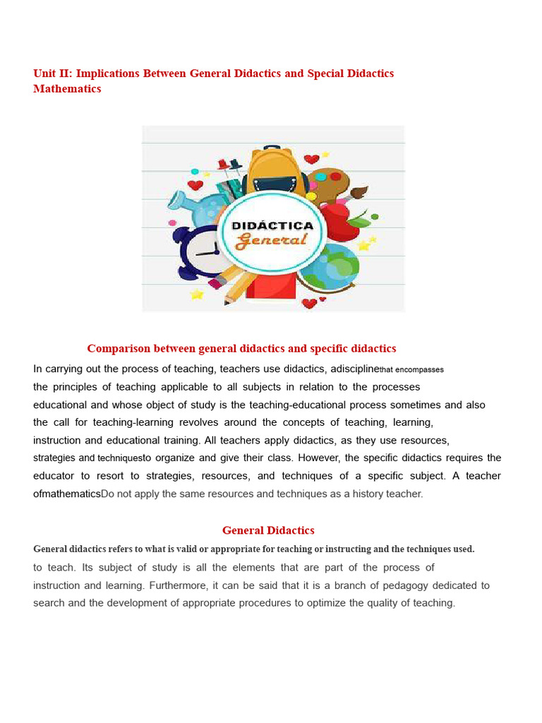 General vs. Specific Didactics in Math | PDF | Mathematics | Knowledge