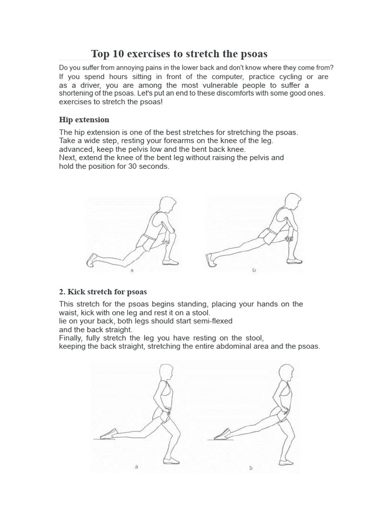 Top 10 Psoas Stretching Exercises | PDF | Pelvis | Anatomical Terms Of ...