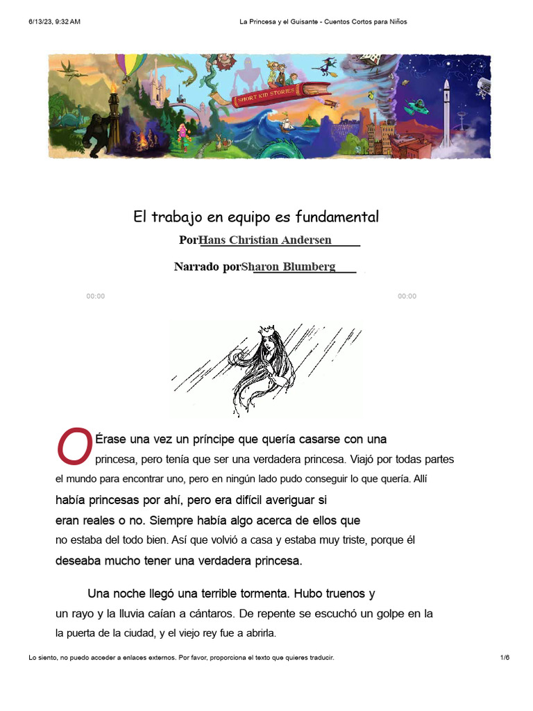 La Princesa y el Guisante: Cuento Clásico | PDF