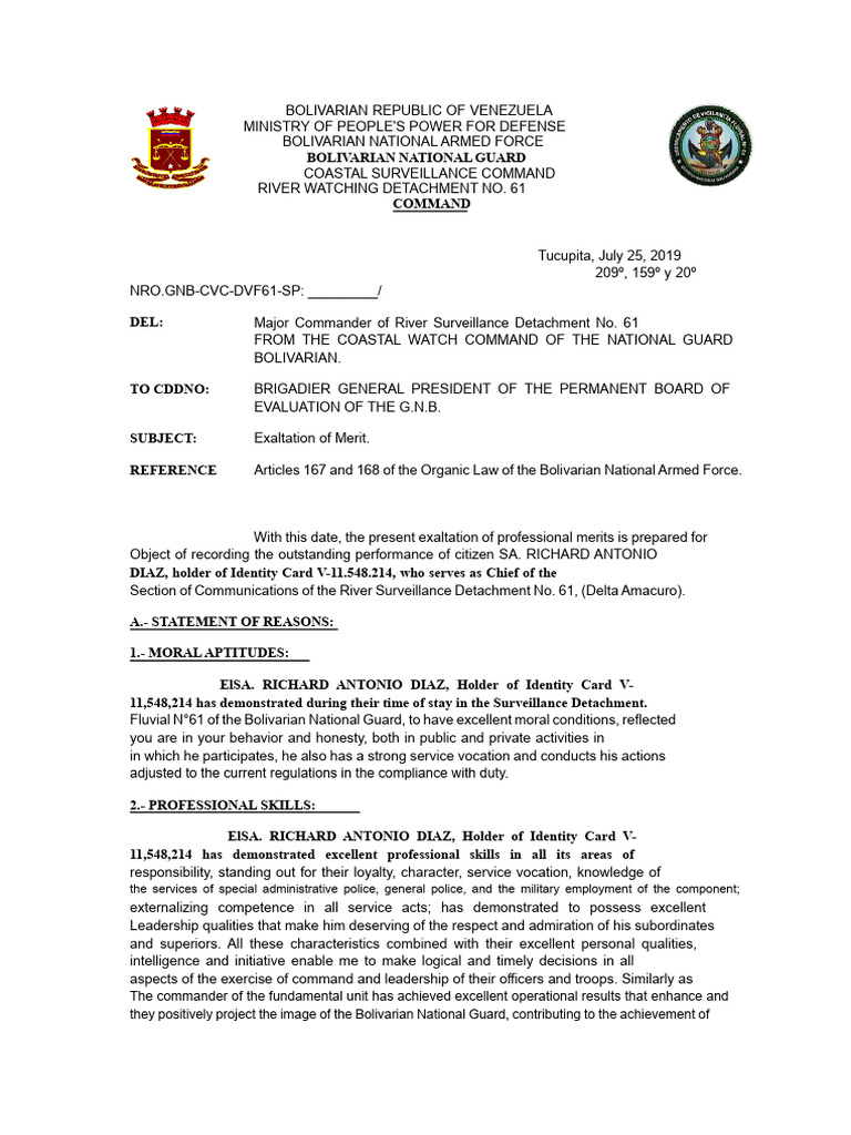 Exaltation of Merit SA. Diaz | PDF | Leadership