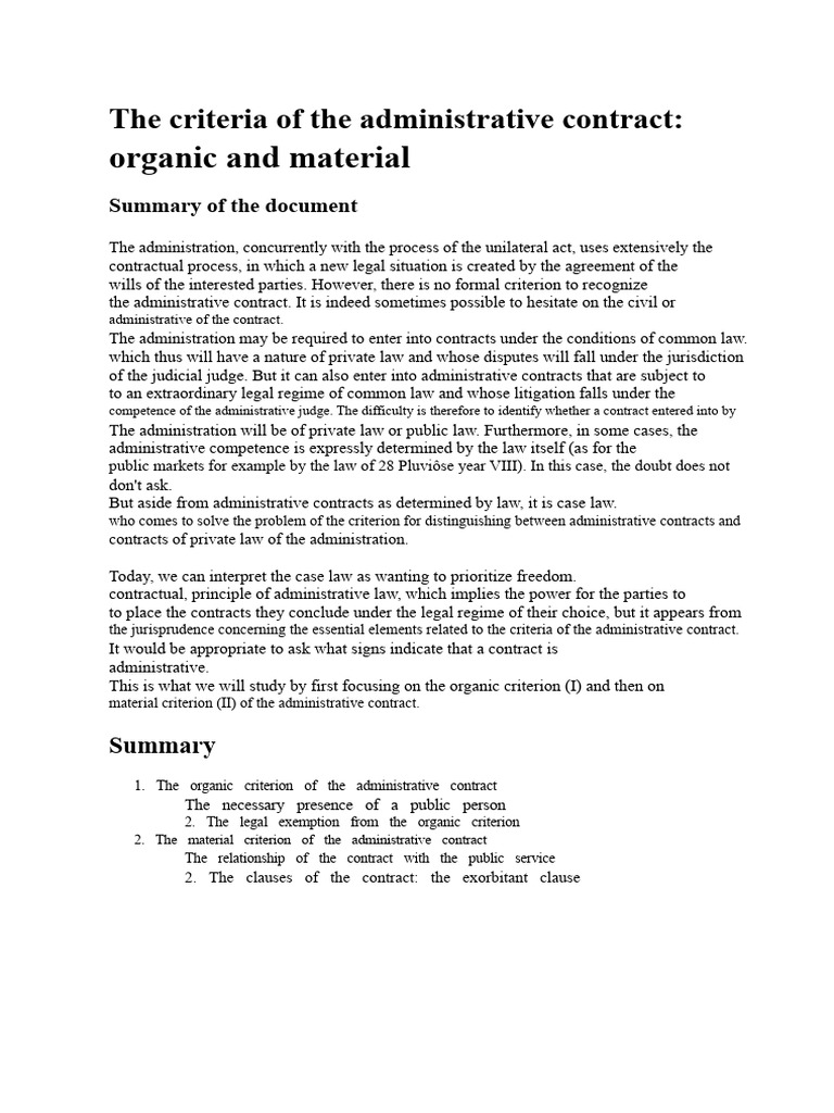 The Criteria of The Administrative Contract | PDF