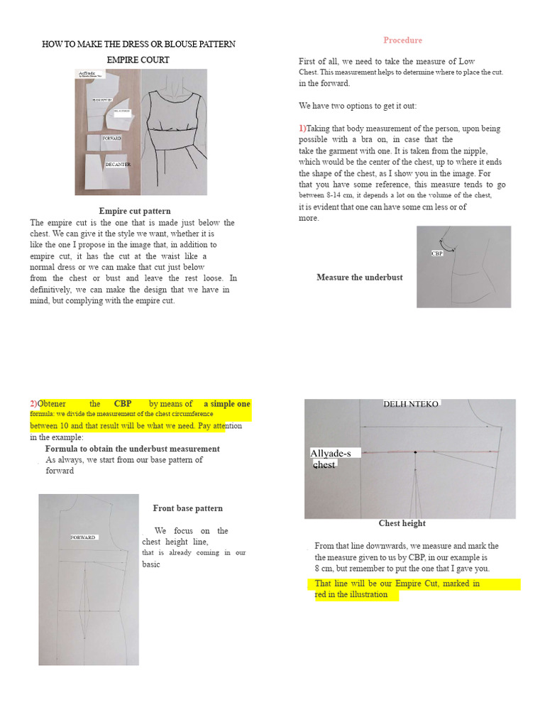 Empire Cut Dress Pattern Guide | PDF | Sewing | Dress