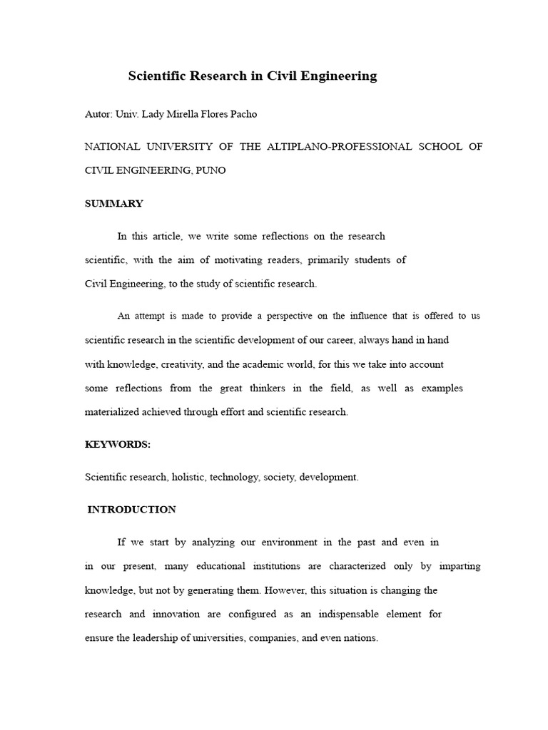 Article The Scientific Research in Civil Engineering | PDF | Science ...