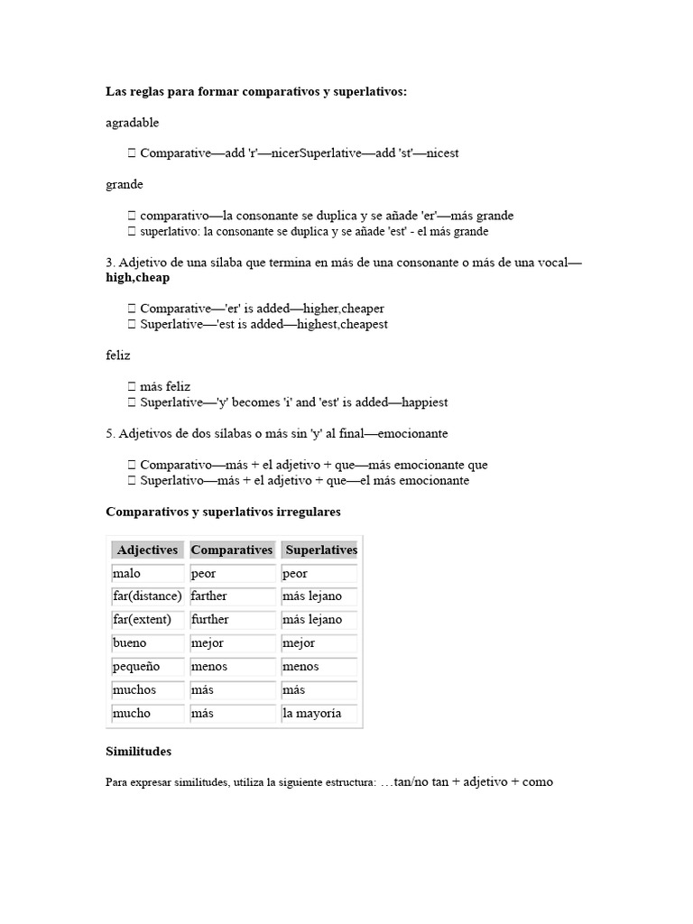 Comparativos y Superlativos | PDF