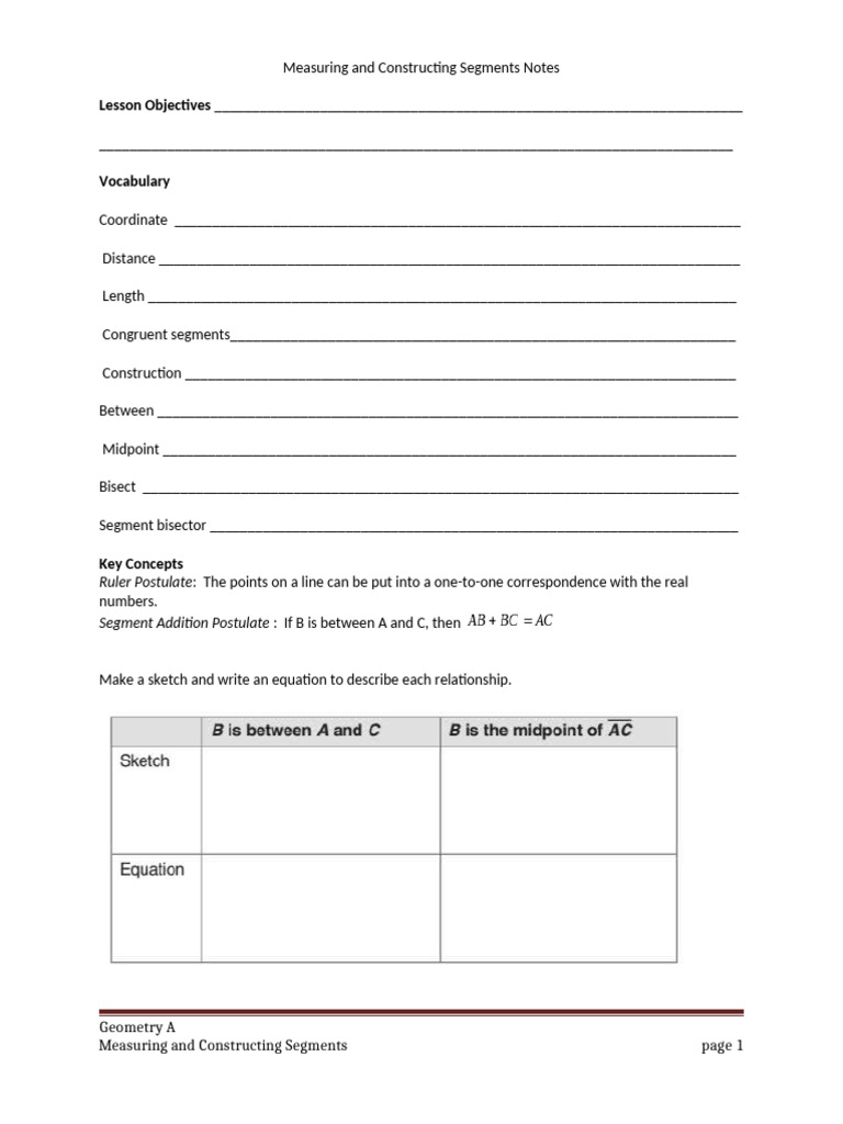 1.3 Measuring and Constructing Segments Notes | PDF | Mathematics ...