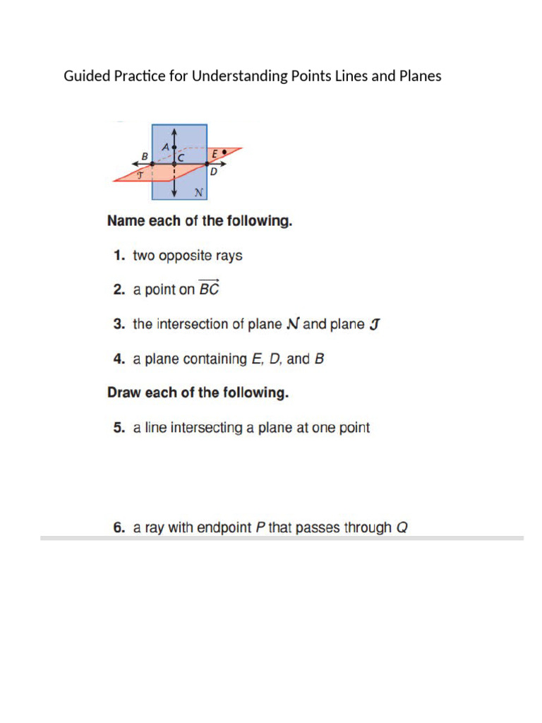 1.2 Guided Practice For Understanding Points, Lines and Planes | PDF