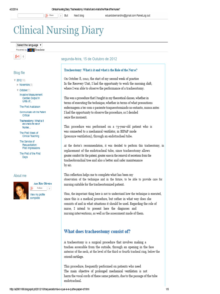 Clinical Nursing Diary - Tracheostomy - What It Is and What Is The Role ...