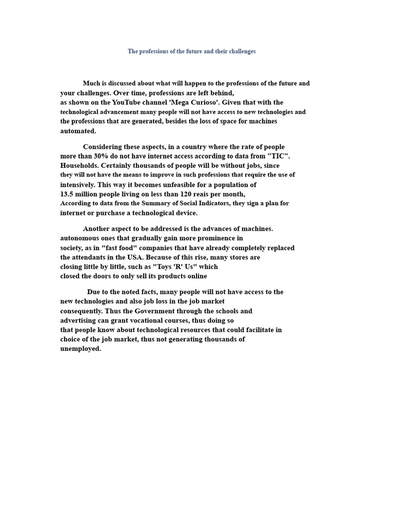 The Professions of The Future and Their Challenges From MenoJ | PDF