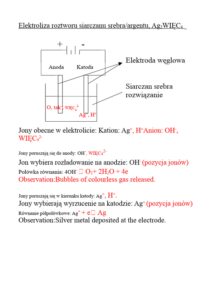 Elektroliza Z Ag2SO4 | PDF