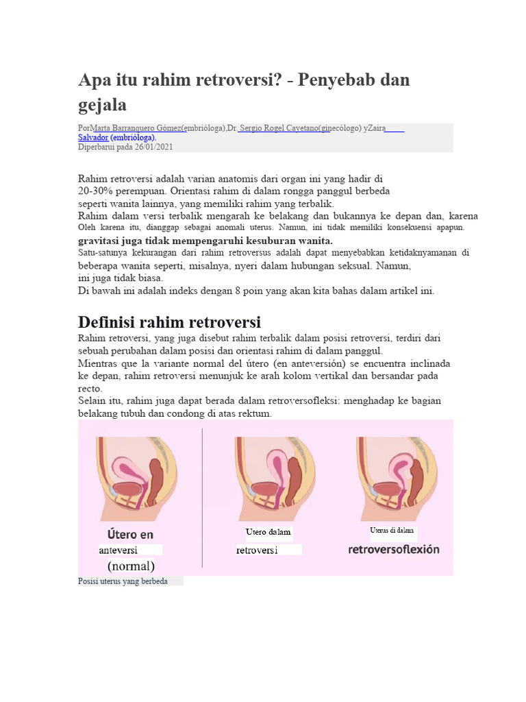 Apa Itu Rahim Retroversi | PDF