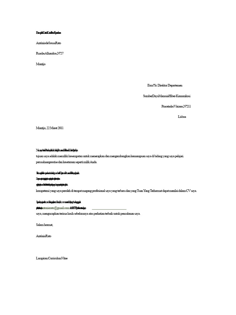 Contoh Surat Lamaran Spontan - Periklanan | PDF