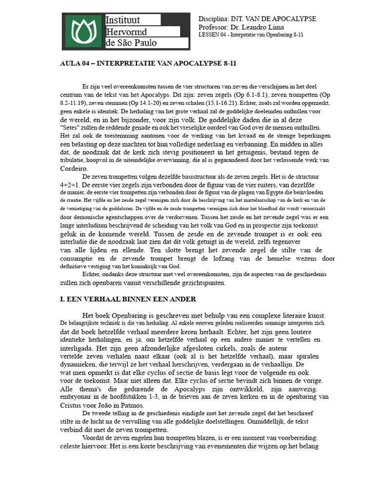Les 04 - Interpretatie Van Openbaring 8-11 | PDF