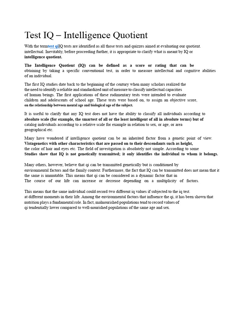 IQ Test | PDF