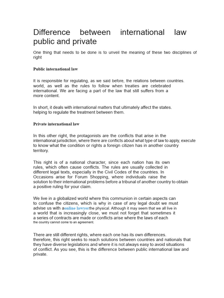Public vs. Private International Law Explained | PDF | International ...