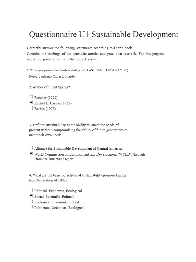 Sustainable U1 D Questionnaire Introduction | PDF | Sustainability ...
