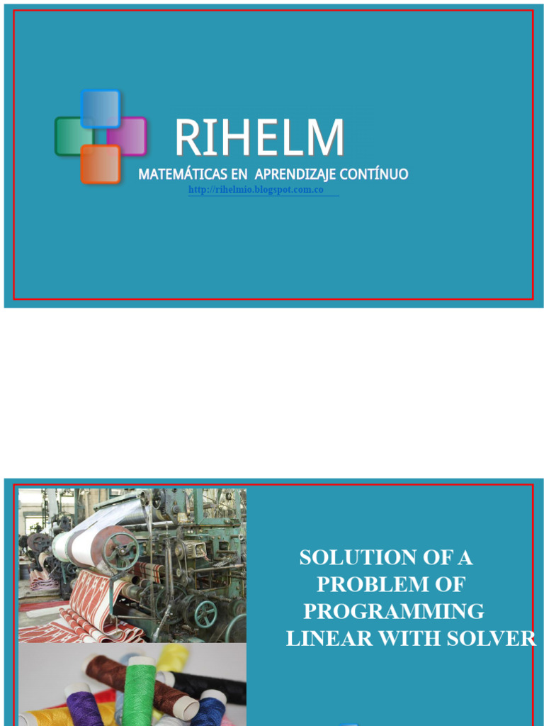 Linear Programming Solver Guide | PDF | Linear Programming | Prices