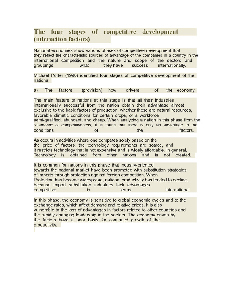 Four Stages of Competitive Development | PDF