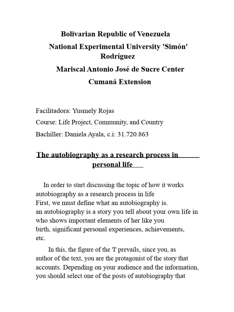 The Autobiography as a process of personal investigation | PDF