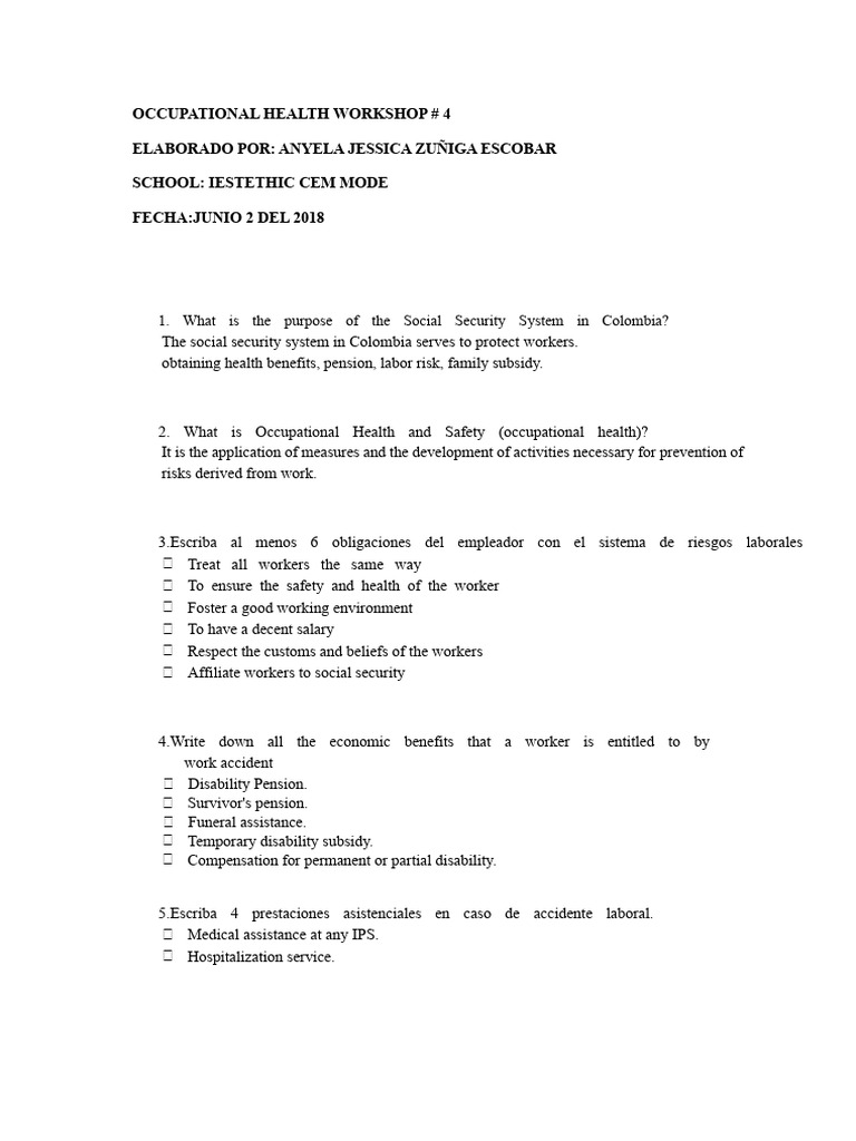 Occupational Health Workshop | PDF | Occupational Safety And Health ...