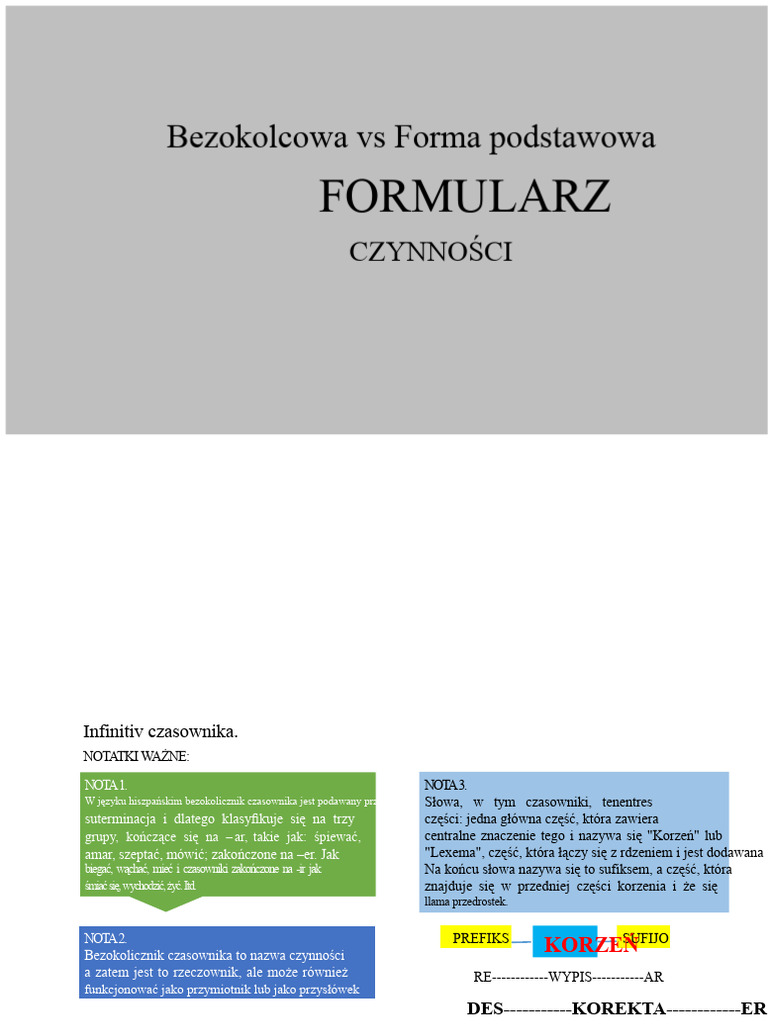 Bezokolicznik - VS Forma Podstawowa Czasownika W Języku Angielskim | PDF