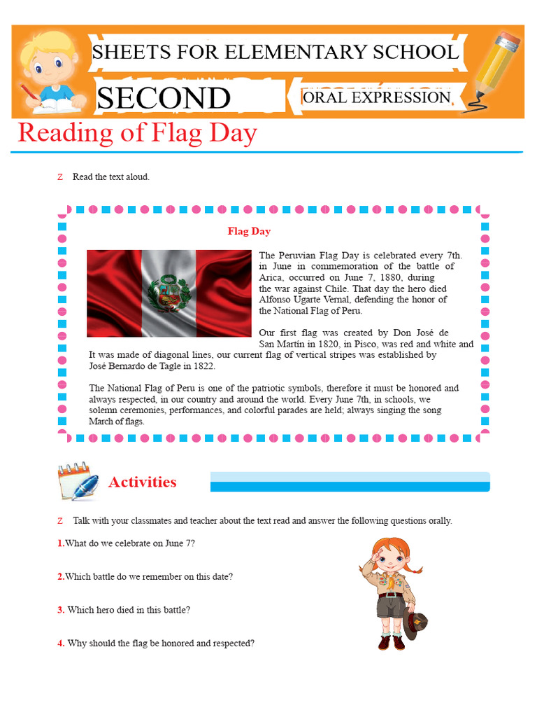 Reading of The Day of The Flag For Second Grade of Primary School | PDF