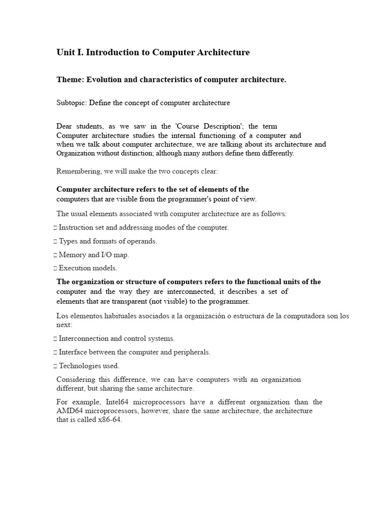 Evolution and Characteristics of Computer Architecture | PDF | Central ...